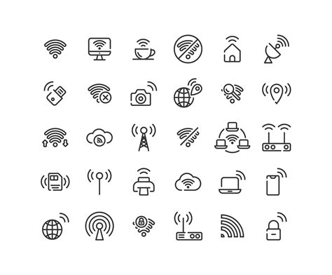 Wireless Network Outline Icon Set 1338715 Vector Art At Vecteezy