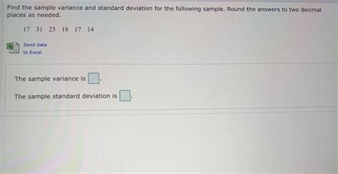 Solved Find The Sample Variance And Standard Deviation For Chegg