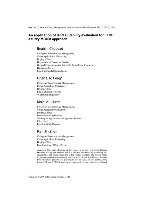 Pdf An Application Of Land Suitability Evaluation For Ftdp A Fuzzy Mcdm Approach