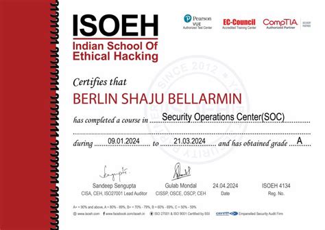 Completed Security Operations Center Course With Soel Hossain Berlin