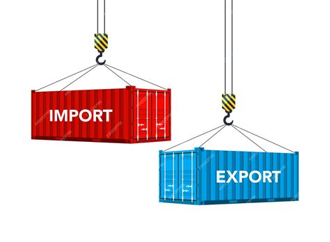 premium vector two cargo containers with import and export vector