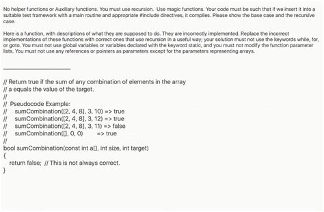 Solved No Helper Functions Or Auxiliary Functions You Must Chegg