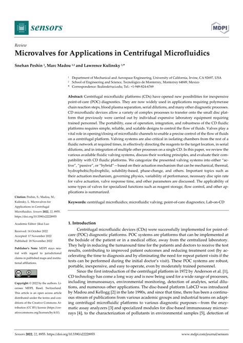 Pdf Microvalves For Applications In Centrifugal Microfluidics