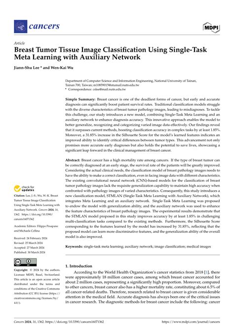 Pdf Breast Tumor Tissue Image Classification Using Single Task Meta