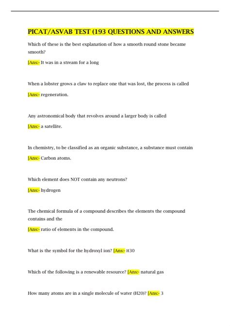 Complete Asvab Test Questions With 100 Correct Answers Stuvia Us