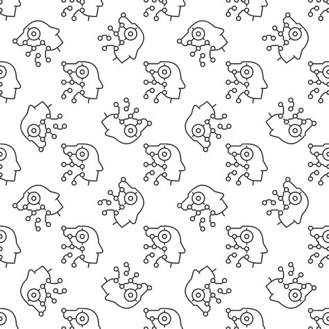 Premium Vector Ai Technology Head Vector Colored Seamless Pattern