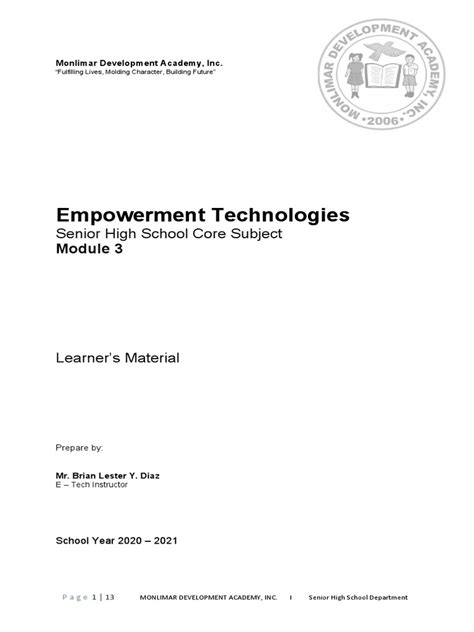 Empowerment Technologies Lesson 2 Module 3 Pdf