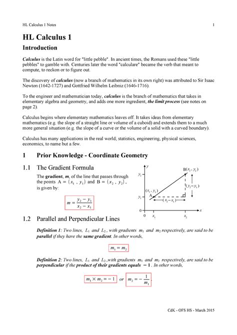 Hl Calculus 1 Notes Easy To Understanc Hl Calculus 1 Introduction Calculus Is The Latin Word