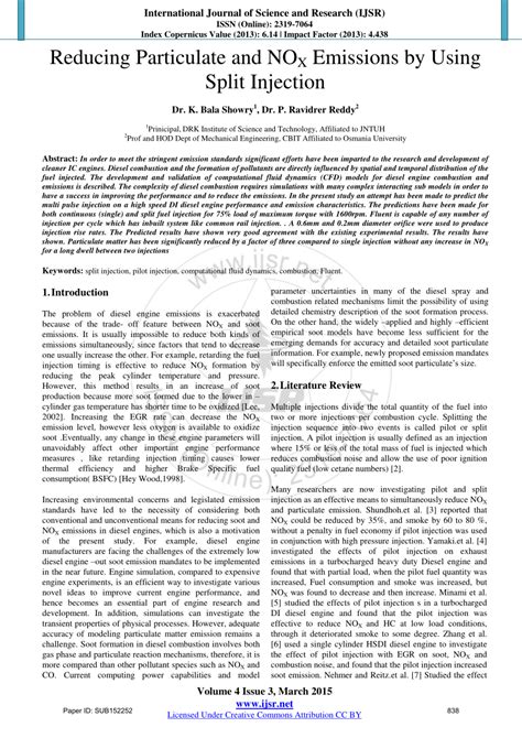 Pdf Reducing Particulate And Nox Emissions By Using Split Injection