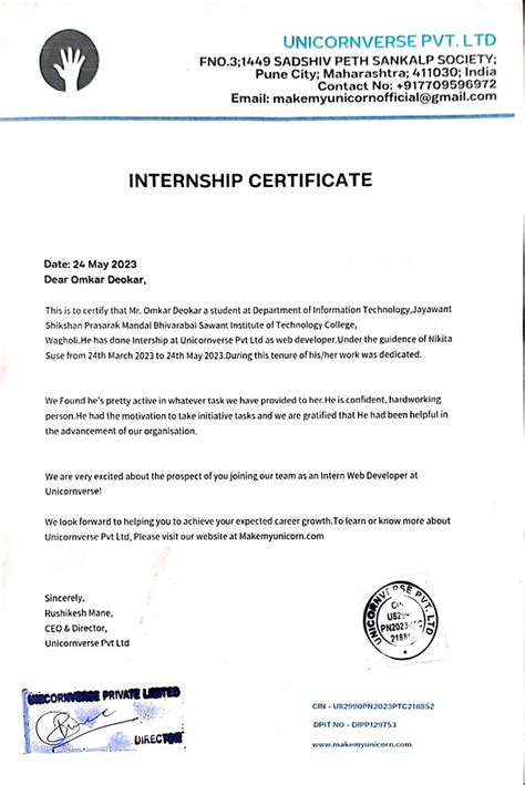 Omkar Deokar On Linkedin Webdevelopmentinternship Makemyunicorn