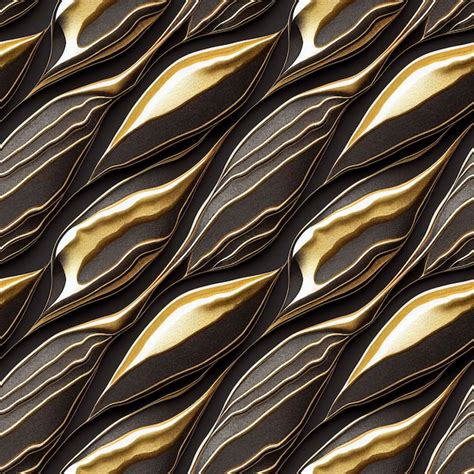 Premium Photo Gold Metallic Abstract Dynamic Seamless Pattern