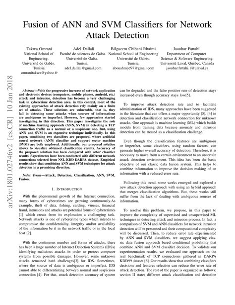 pdf fusion of ann and svm classifiers for network attack detection
