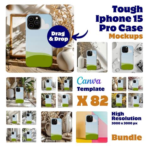 IPhone Case Mockup Bundle Canva Drag And Drop X IPhone Pro Printify Tough Case Mockup
