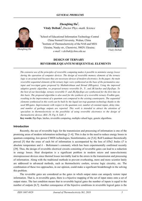 Pdf Design Of Ternary Reversible Quantum Sequential Elements