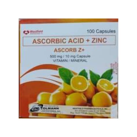 Ascorb Z Ascorbic Acid Zinc 500mg 10mg Capsule 100s Price In The