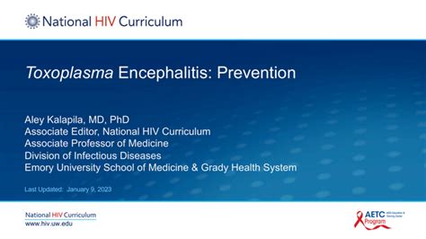 Presentation Mini Lecture Toxoplasma Encephalitis Prevention