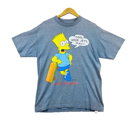 Vintage Skate Bart Simpson 90s The Simpsons T Shirt Size L Etsy