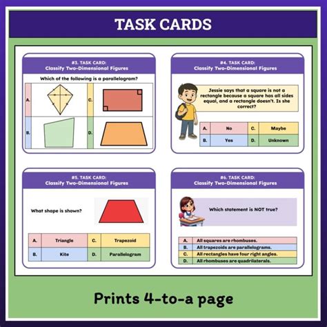 Teks Math 55a Task Card Classify Two Dimensional Figures By Markimatics