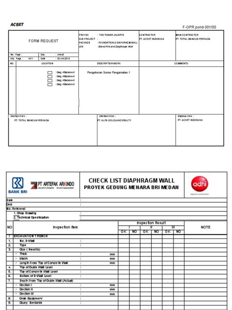 Fqc22 Checklist Diafragma Wall Pdf Deep Foundation Silt