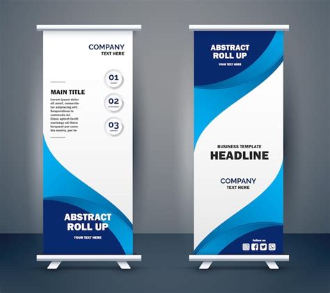 비즈니스 롤 업 디스플레이 스탠디 프레젠테이션 목적 ⁇ 터 프리미엄 벡터