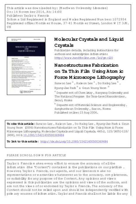Pdf Nanostructures Fabrication On Ta Thin Film Using Atomic Force