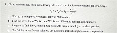 solved using mathematica solve the following differential