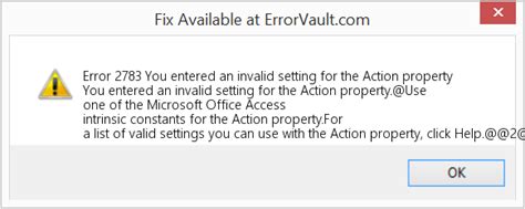 How To Fix Error 2783 You Entered An Invalid Setting For The Action
