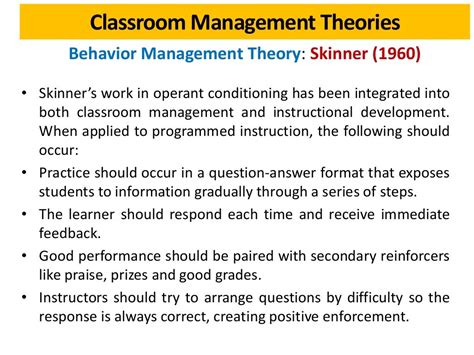 Classroom Management Theories Lesson Management