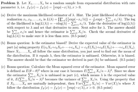 Solved Problem Let X Xn Be A Random Sample From Chegg Com