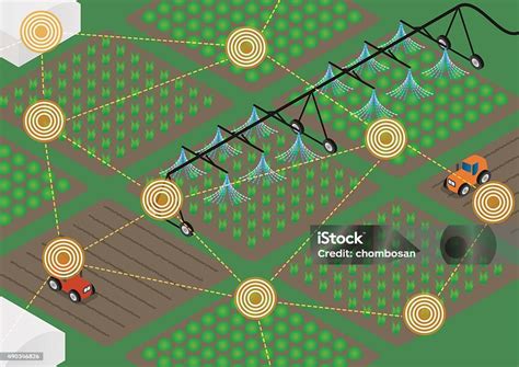 Pertanian Dengan Iot Jaringan Sensor Ilustrasi Stok Unduh Gambar