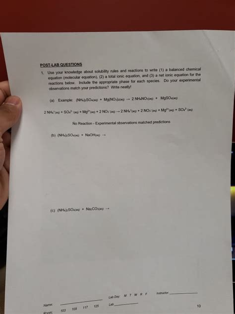 Solved Post Lab Questions 1 Use Your Knowledge About