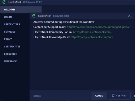 Execution Error Bot Runner Forum Electroneek