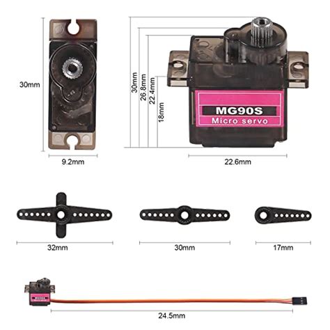 7pcs Mg90s Micro Servo 180 9g Servo Motor Geared Micro
