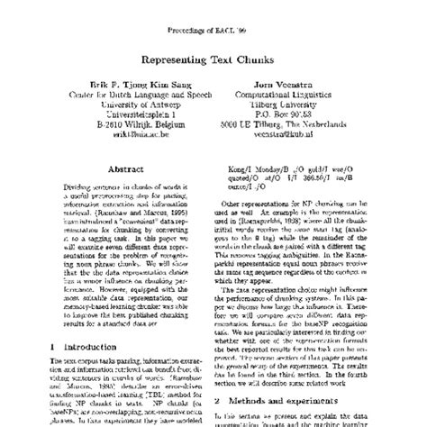 Representing Text Chunks Acl Anthology