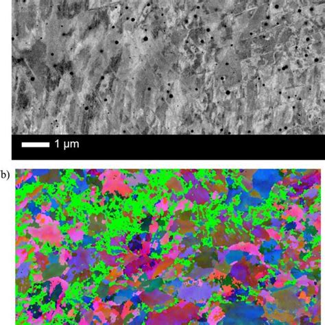 a the sem image and b the ebsd orientation map revealing the