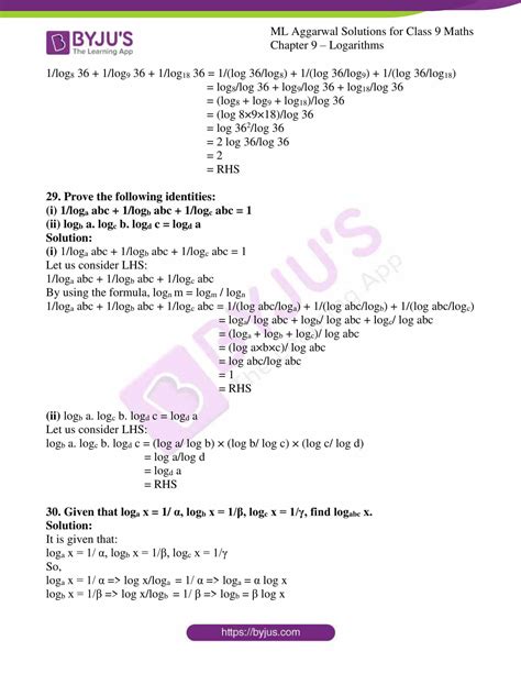 Ml Aggarwal Solutions For Class 9 Chapter 9 Logarithms Get Free Pdf