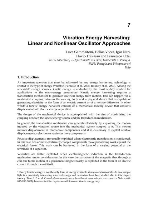Pdf Intech Vibration Energy Harvesting Linear And Nonlinear