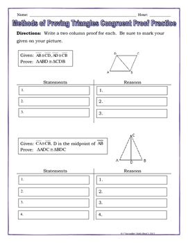 Congruent Triangles Methods Of Proving Triangles Congruent Proof Practice