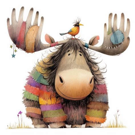 Quirky Moose Clip Art 12 High Res Watercolor S Junk Journals Scrapbooking Card Making