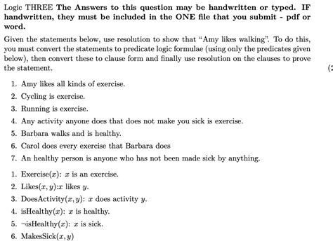 Logic THREE The Answers To This Question May Be Chegg Com