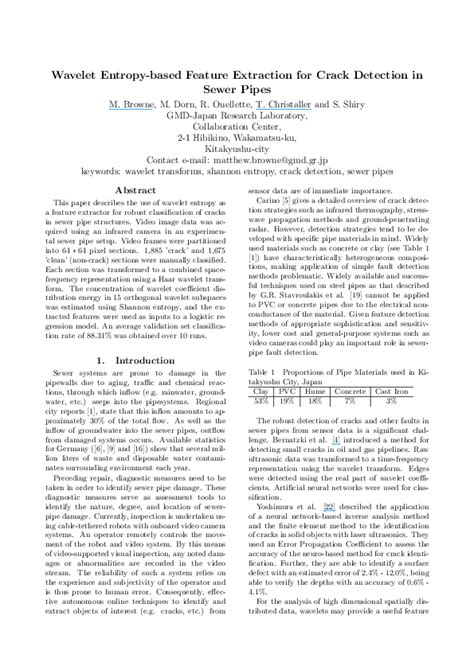 Pdf Wavelet Entropy Based Feature Extraction For Crack Detection In