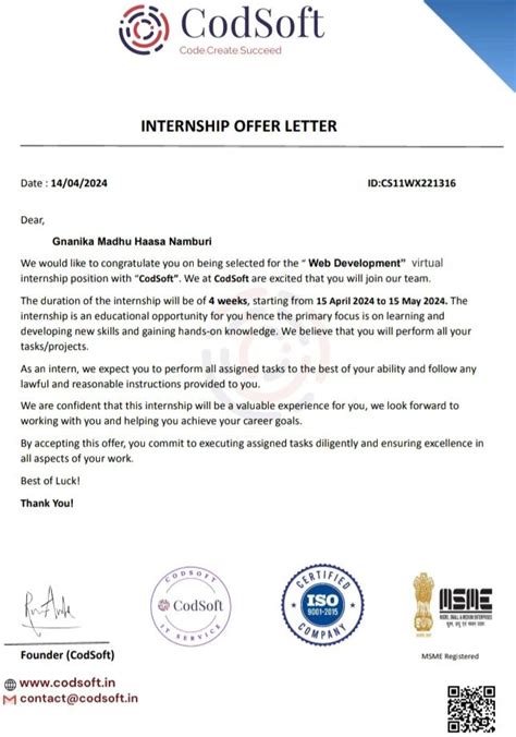 Codsoft Internship Gnanika Madhu Haasa Namburi