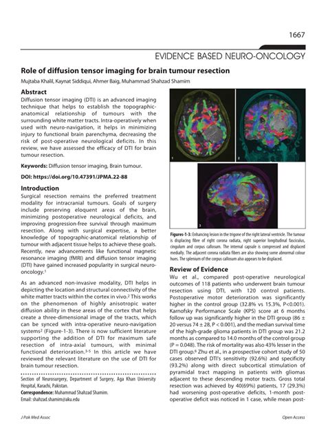 Pdf Role Of Diffusion Tensor Imaging For Brain Tumor Resection
