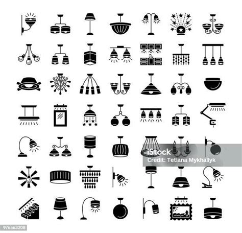 실내 조명입니다 벽 테이블과 천장 램프입니다 집 조명입니다 벡터 평면 아이콘입니다 아이콘에 대한 스톡 벡터 아트 및 기타 이미지