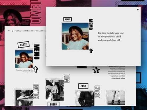 grid layout with motion hover effect and content preview codrops