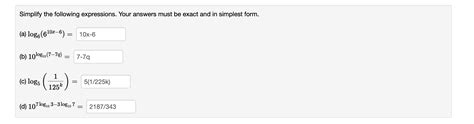 Solved Simplify The Following Expressions Your Answers Must Chegg