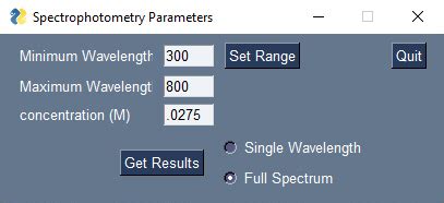 Spectrophotometry PySimpleGUI Documentation
