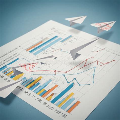 Paper Airplanes Hover Over A Printed Graph Displaying Bar And Line Charts Symbolizing Stock
