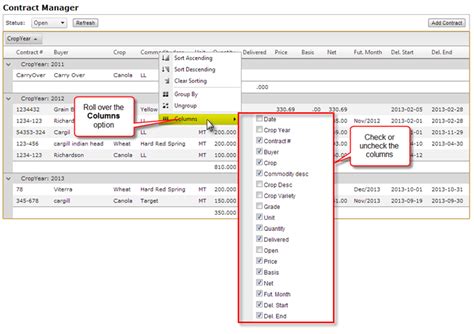 Group Sort Filter And Customize Contracts Agri Data Solution