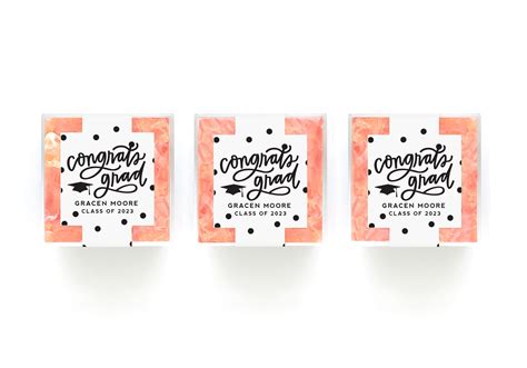 Labels Only Graduation Clear Cube Labels — White Confetti Box